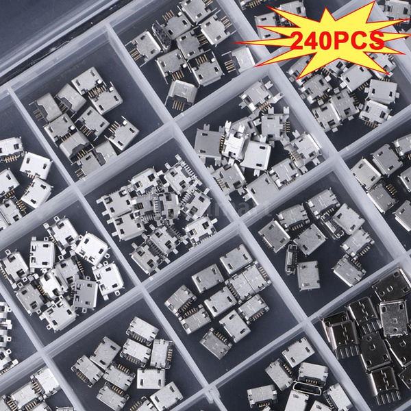 240Pcs Multi-specification Micro USB Connector Pin Charge Female SMT ...