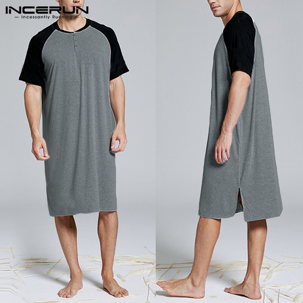 Men's Short Sleeve Loose Home Wear Night Dress Comfortable and Soft ...