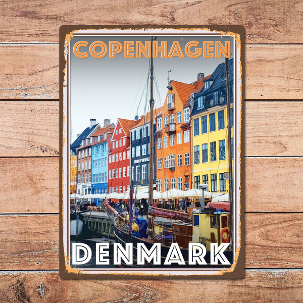 Copenhagen Denmark Metal Tin Sign Metal Sign Home Room Wall Decor Retro ...