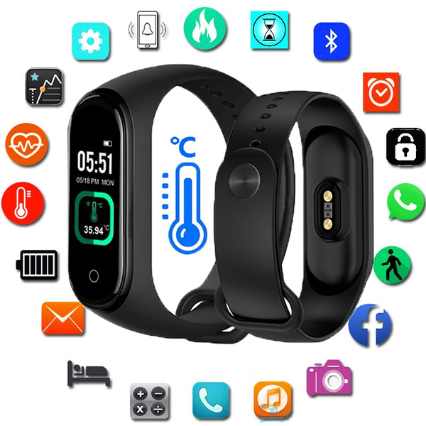 Thermometer Smart Bracelet, Heart Rate B Pressure Sleep Monitor Fitness ...