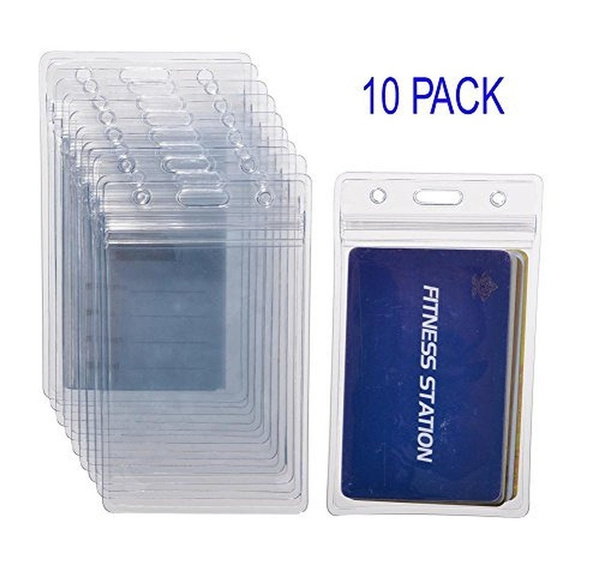 10-100 Pack ID Card Name Badge Holder, Heavy Duty Clear Transparent ...