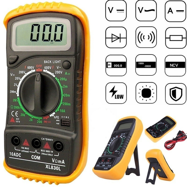 LCD Digital Multimeter Voltmeter Ammeter AC DC OHM Volt Tester Test ...