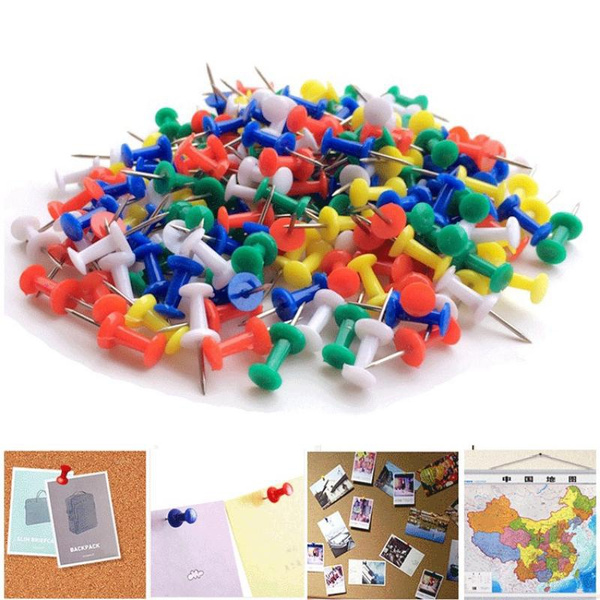 100 Pcs Plastic Colorful Thumbtack Drawing Pins Drawing Map Thumbtacks ...