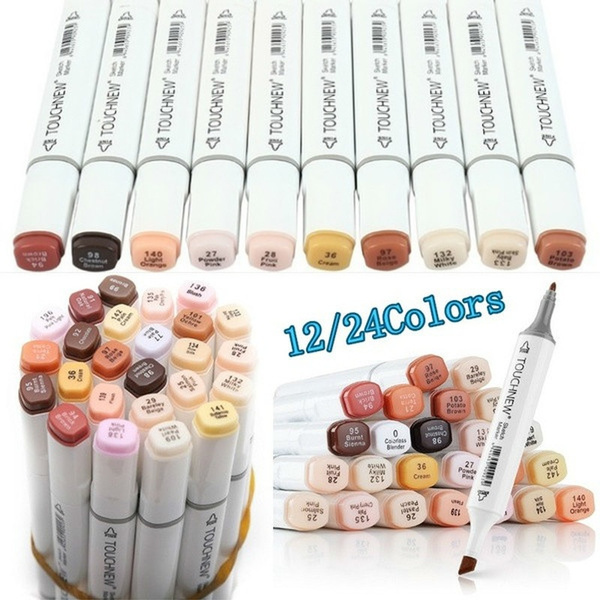 12/24 Colors Marker Pen Drawing Painting Markers Skin Tone Alcoholic ...