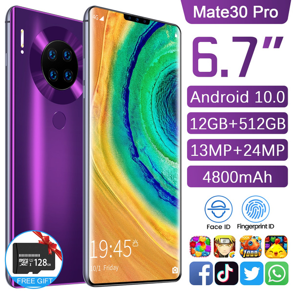 2020 New 6.7 Inch 4G/5G Smartphone Mate30 Pro Curved Large Screen Smartphone with 12+512GB Large ...