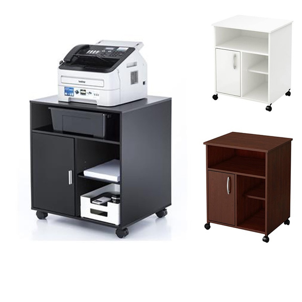 Printer Stand with Door Storage Office Cabinet, Wooden Under Desk ...