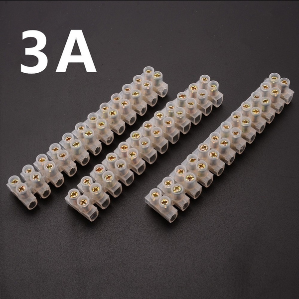 3pcs/Lot White 12 Way Terminal Barrier Strip 3A 5A 12A Barrier Screw ...