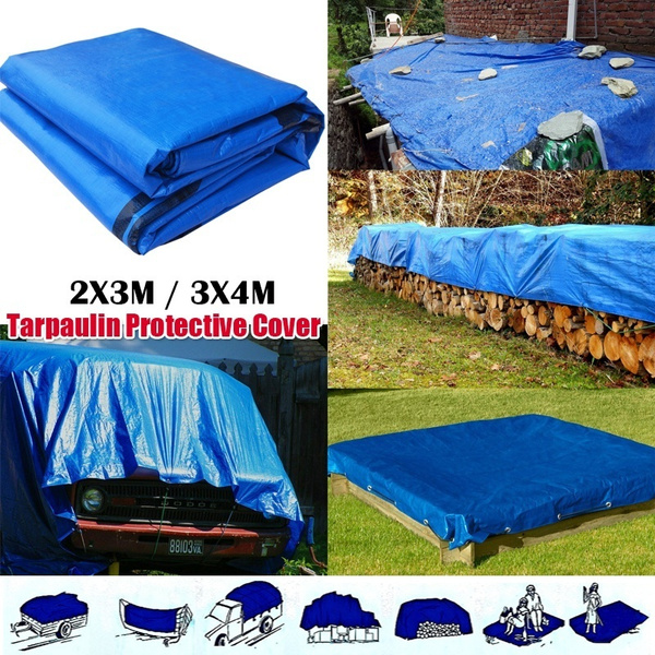 Tarpaulin Blue Waterproof Cover Tarp Ground Camping Sheet Multipurpose ...