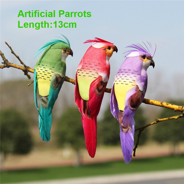 13cm Artificial Parrots Bird Home Decor Simulation Birds Garden Parrots ...