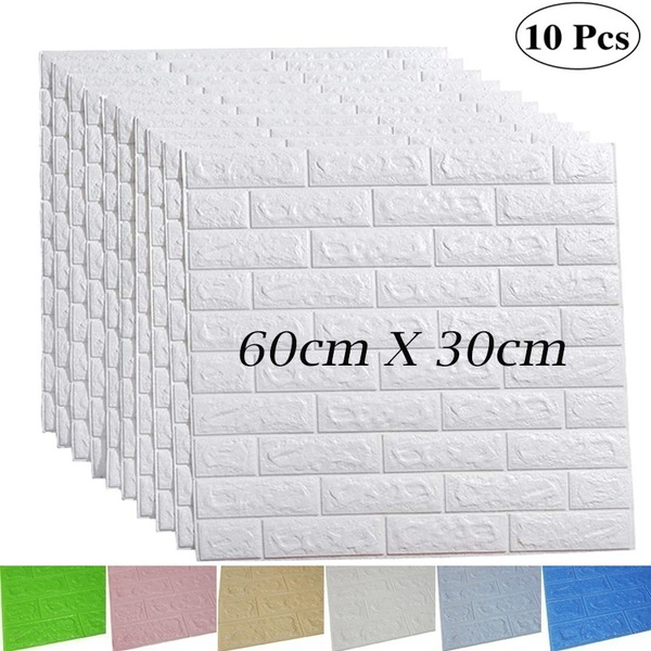 10Pack 3D Self-adhesive Waterproof Faux Brick Wall Stickers Wallpaper ...