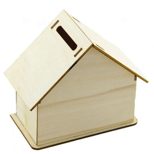 DIY Wooden Piggy Bank Children Handmade House Coloring | Wish