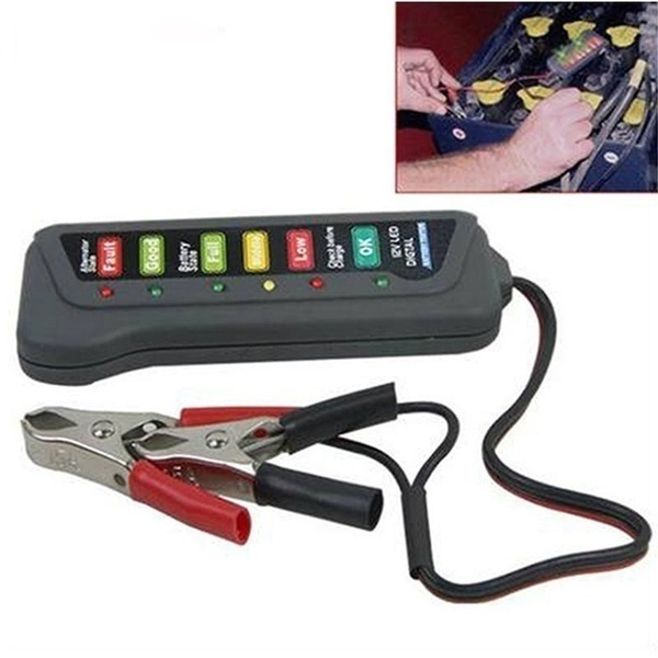 6-LED Display Digital Battery Alternator Tester Battery Tester Battery ...