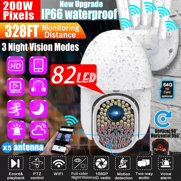 82LED 200W Pixel 5x 5DB Antennas 1080P IP Camera Onvif WiFi 5MP Full ...