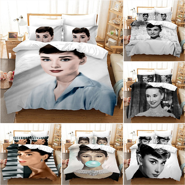 Digital Printed Audrey Hepburn Pattern Duvet Cover with Pillow Cover ...