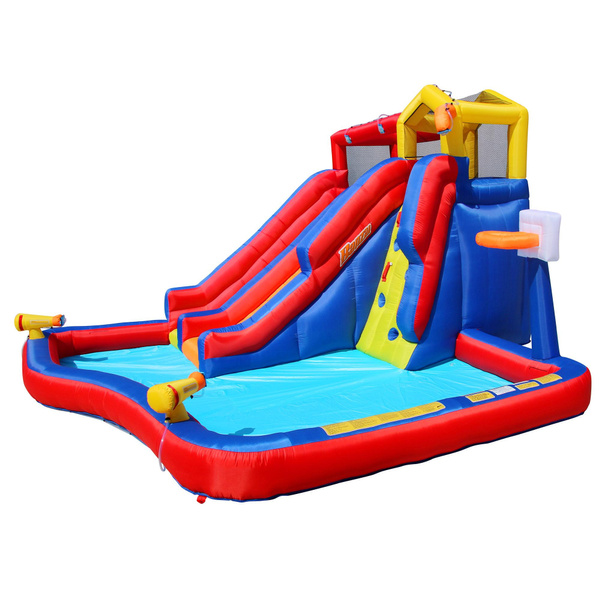 Banzai Twin Falls Kids Giant Outdoor Inflatable Dual Water Slide Splash ...