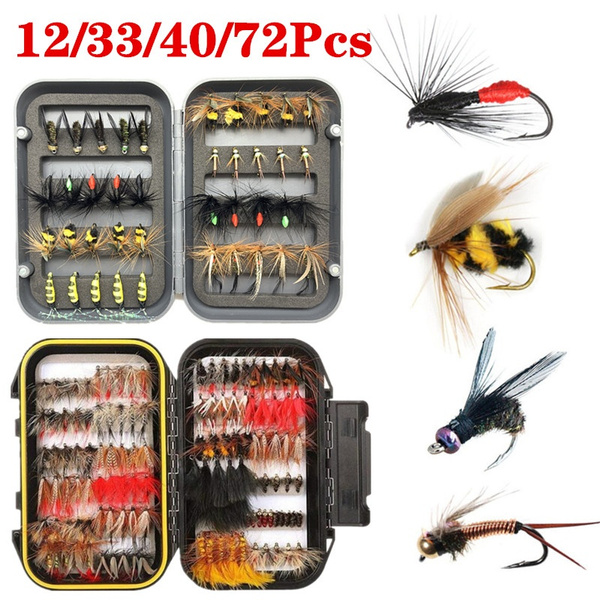 12/33/40/72Pcs/Box Portable Dry Wet Flies Nymph Box Set Fly Fishing ...