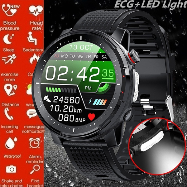 New ECG PPG Men Sports Smart Watch With LED Light Fitness Tracker with ...