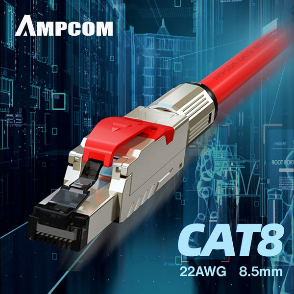 AMPCOM Cat8 Ethernet Patch Cable S/FTP 22AWG Screened Solid Cable | 2000Mhz (2Ghz) up to 40Gbps ...