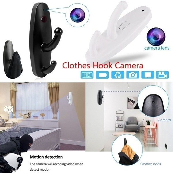 Spy Camera Motion Detection Hidden Clothes Hook DVR Nanny Babysitting ...