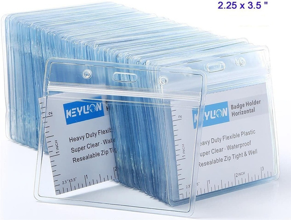 1-10 Pcs ID Card Name Badge Holder, Heavy Duty Clear Transparent ...