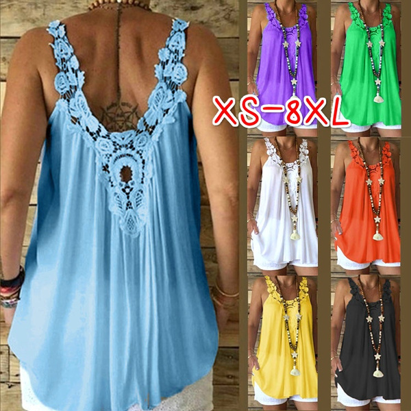 Summer Tops Plus Size Fashion Clothes Women's Sleeveless Top V-neck ...