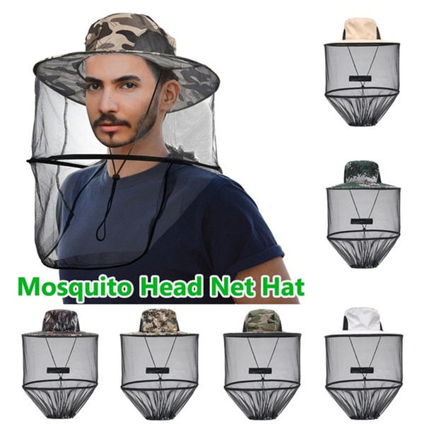 Summer Hidden Net Mesh Foldable Insect Bee Protection Fishing Cap ...
