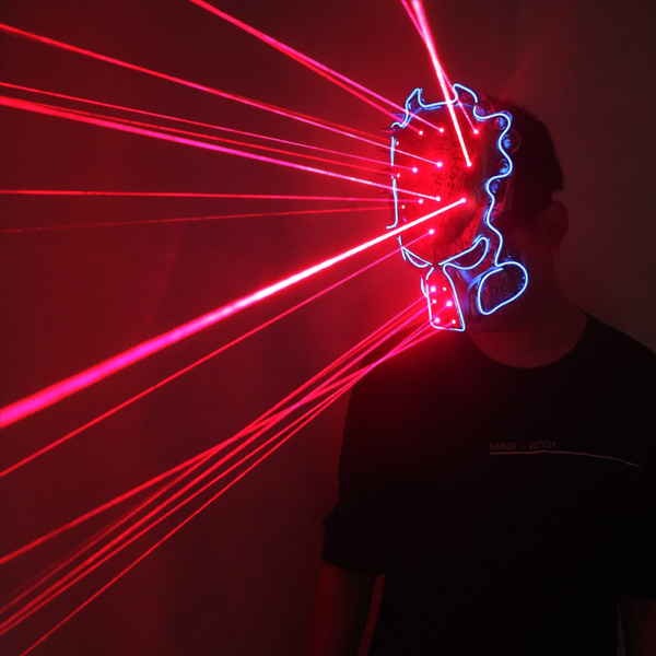 Red laser Predator Mask Movie Theme Cosplay Glow In Dark LED glowing ...