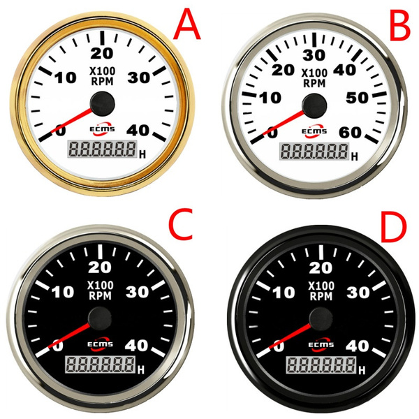 85mm Universal Car Marine Tachometer Gauge LCD Tacho Hour Meter 0 ...