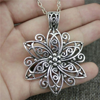 Fashion Simple Antique Big Flower Pendant Long Necklace | Wish