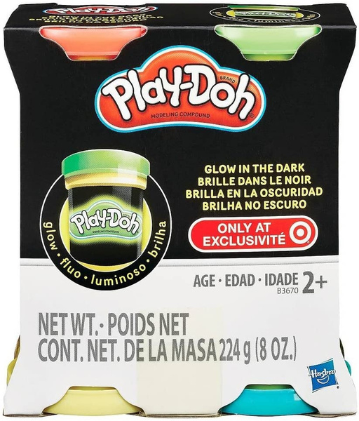 Play-Doh Glow in The Dark Modeling Compound, Red, Green, Yellow and ...