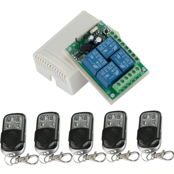 Remote Control 433Mhz DC 12V 4CH 10A RF Switch Relay Receiver and 3 ...
