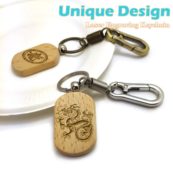 Laser Engraving Chinese Dragon Wooden Hanging Key Pendant Decor ...