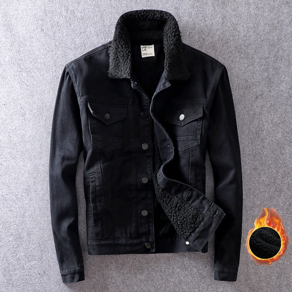 British Fashion Winter Jacket Men Coats Velvet Thick Denim Warm Jackets ...