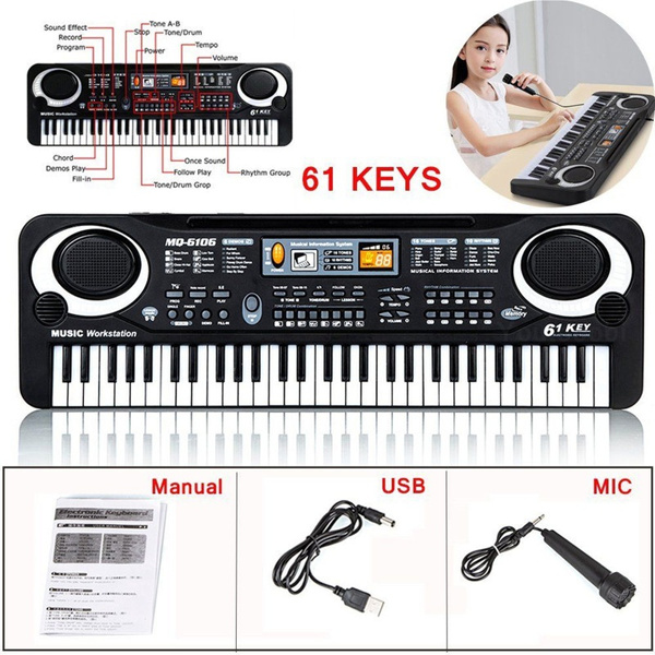 61 Keys Electronic Organ with Microphone Music Educational Electronic ...