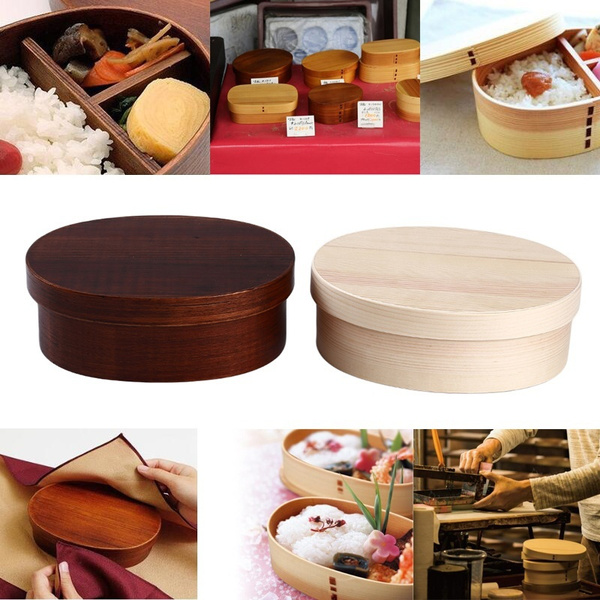 Wood Lunch Box Handmade Natural Wooden Sushi Box Tableware Bowl Food ...