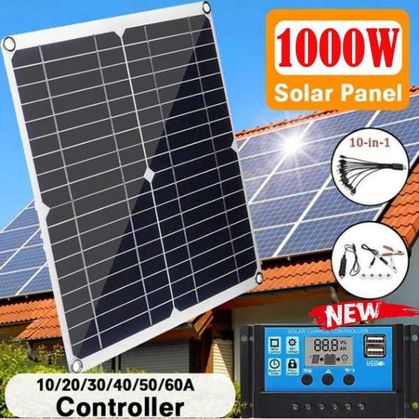 Newest Upgrade 1000W Solar Panel PWM Solar Panel with 10-60A 12V 24V ...