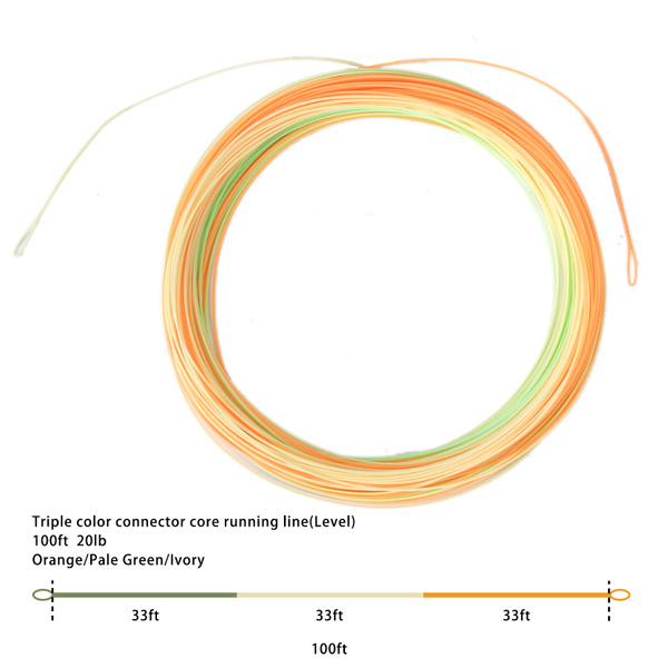Maxcatch Connectcore Triple Color 100ft 20lb Fly Fishing Running Line ...