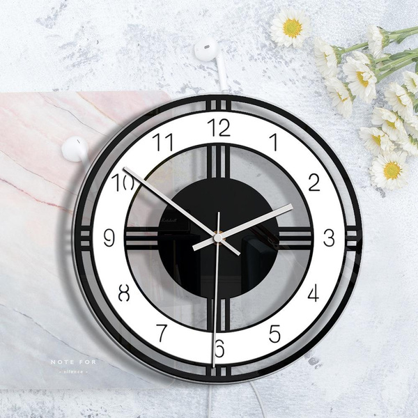 Nordic Style Wall Clock Silent Transparent Acrylic Clock Home Living ...