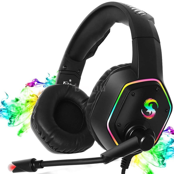 Gaming Headset 3.5mm+USB Plug Stereo Over-Ear Headphone RGB Light ...