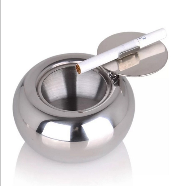 Stainless Steel Modern Tabletop Ashtray with Lid, Cigarette Ashtray for ...