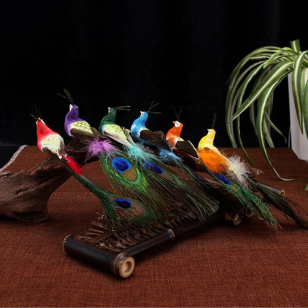 1/2pcs 17cm Artificial Peacock Simulation Peacock Artificial Bird Home ...