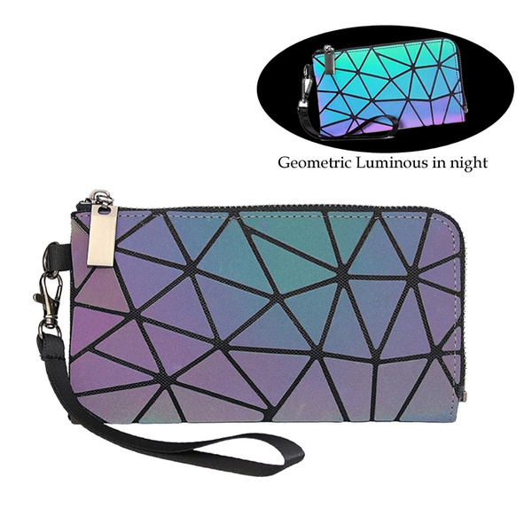 Hi Caliton Geometric Luminous Purse Holographic Reflective Handbag for ...