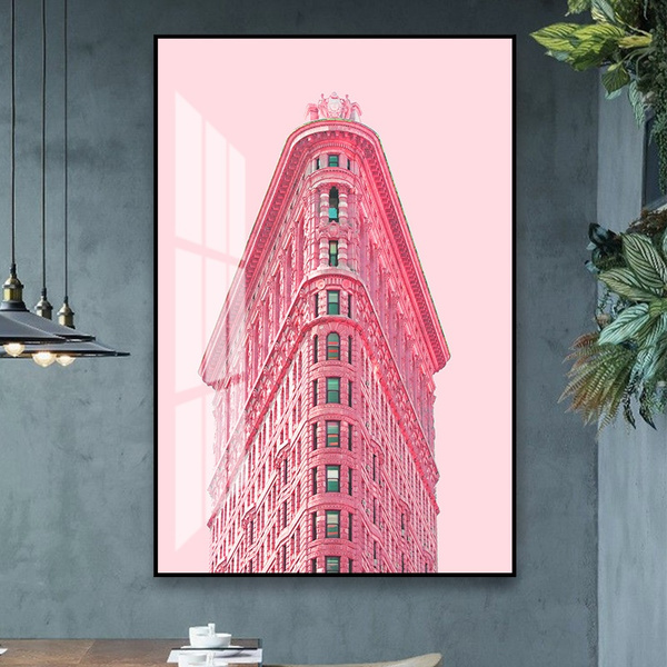 Large Size Posters Modern Design Pink Building Poster Wall Painting ...