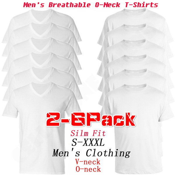 2-6 Pack Mens 95% Polyester 5% Spandex Tagless Round T-Shirt Undershirt ...