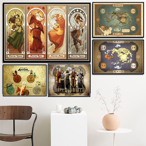 Novelty! Japan The Last Airbender Avatar Poster With Anime Map Design ...
