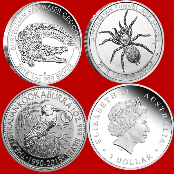 3pcs/lot 1oz Australian Spider&Crocodile&Kookaburra Silver Coin ...
