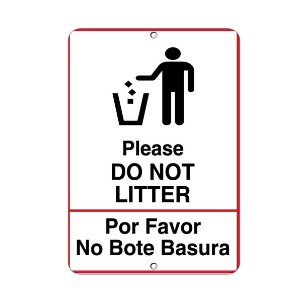 Please Do Not Litter Por Favor No Bote Basura Aluminum Metal Sign 8x12 ...