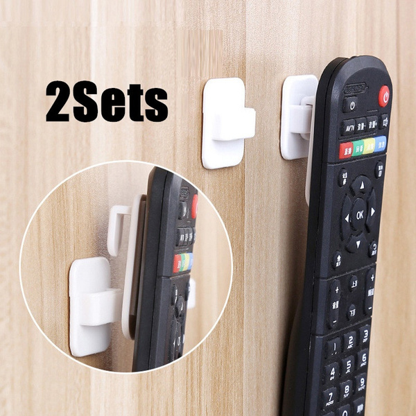 2 Pairs Self-Adhesive Sticky Hook TV Remote Control Key Wall Hangers ...