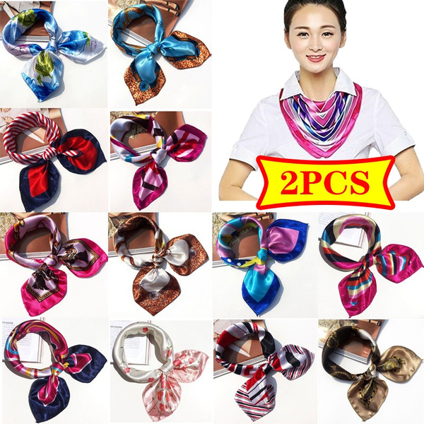 2pcs/set Silk Satin Bandanas Neck Scarf | Wish