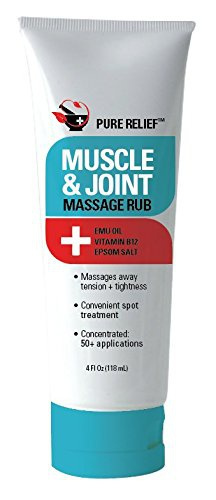 Pure Relief Muscle and Joint Massage Rub with Magnesium, Emu Oil, Epsom ...